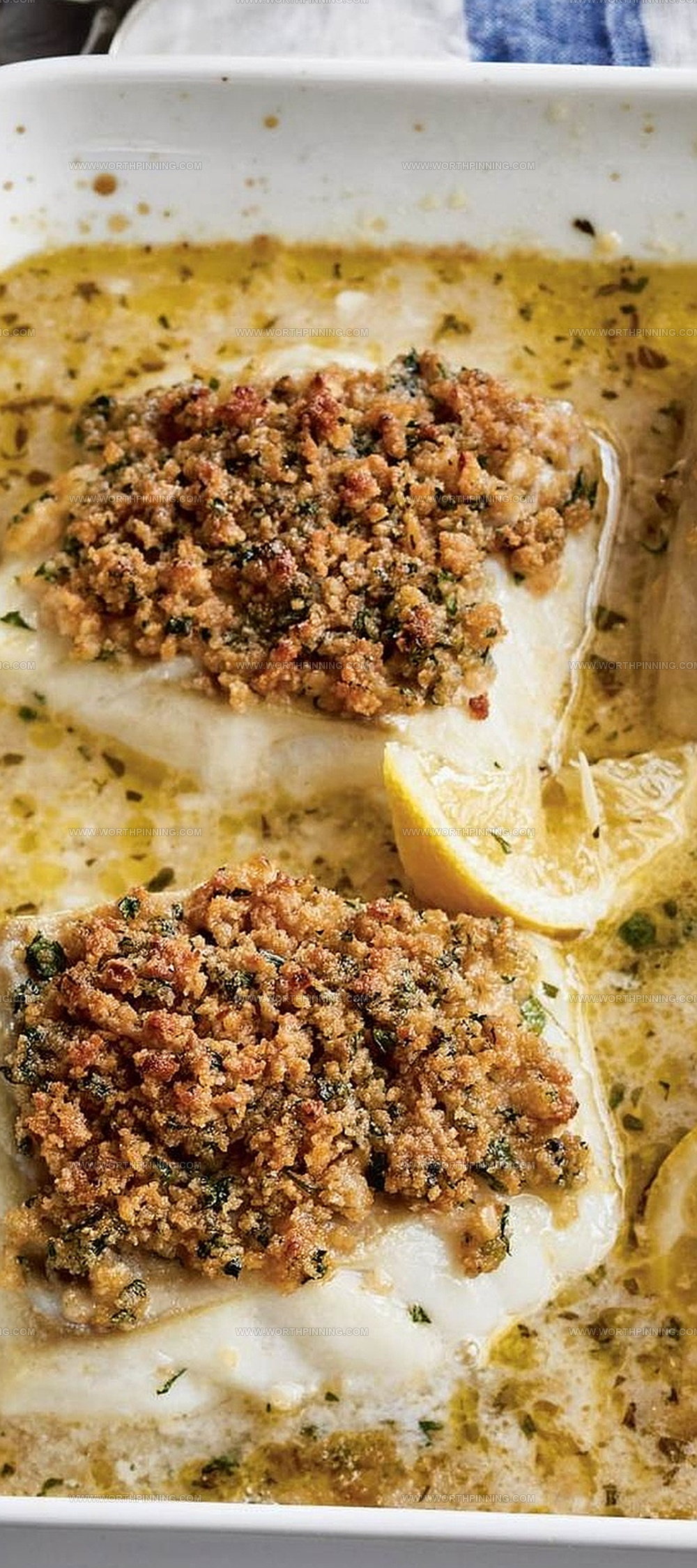 Ina Garten's Zesty Garlic Herb Ritz Crumb Baked Cod Recipe - Worth Pinning