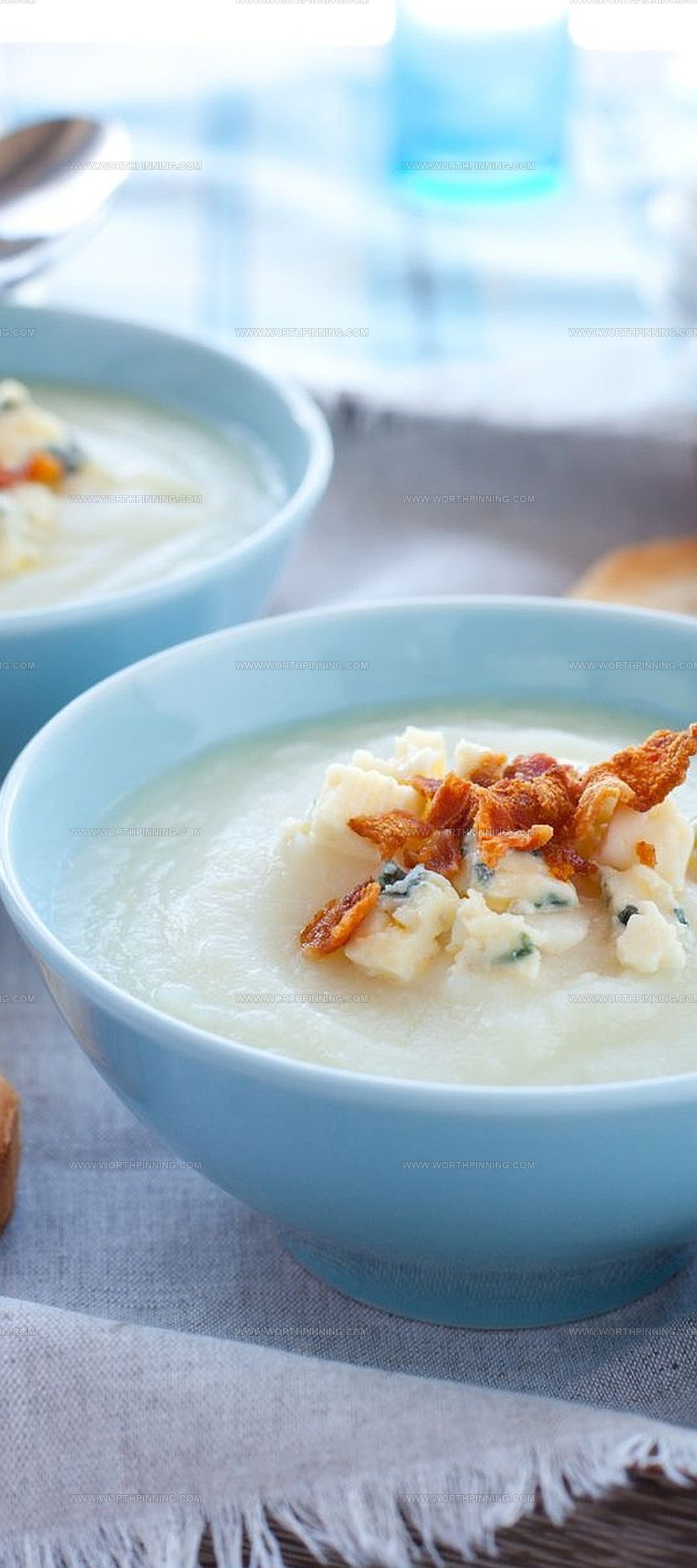 Creamy Cauliflower Blue Cheese Soup Recipe by Jamie Oliver - Worth Pinning
