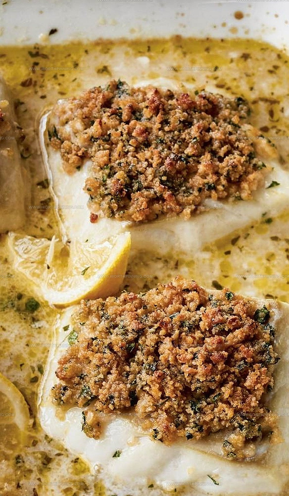 Ina Garten's Zesty Garlic Herb Ritz Crumb Baked Cod Recipe - Worth Pinning