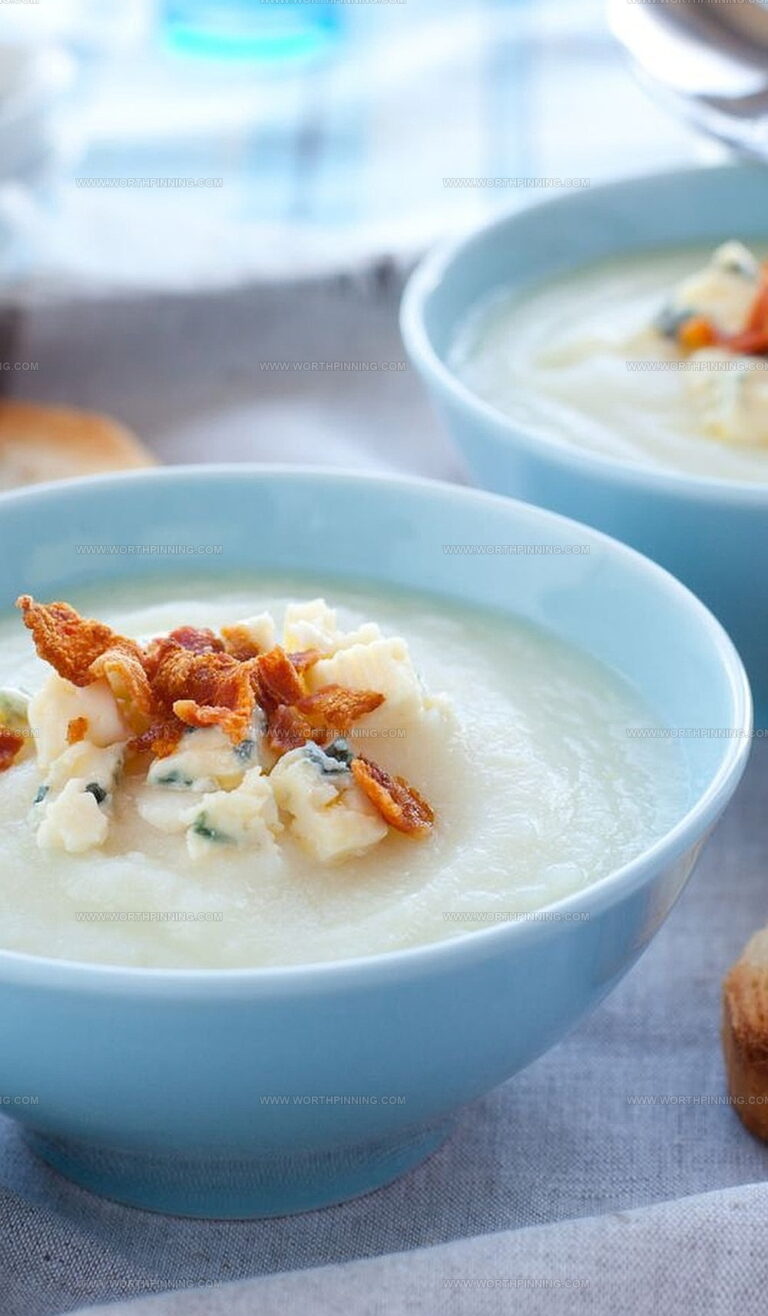 Creamy Cauliflower Blue Cheese Soup Recipe by Jamie Oliver - Worth Pinning